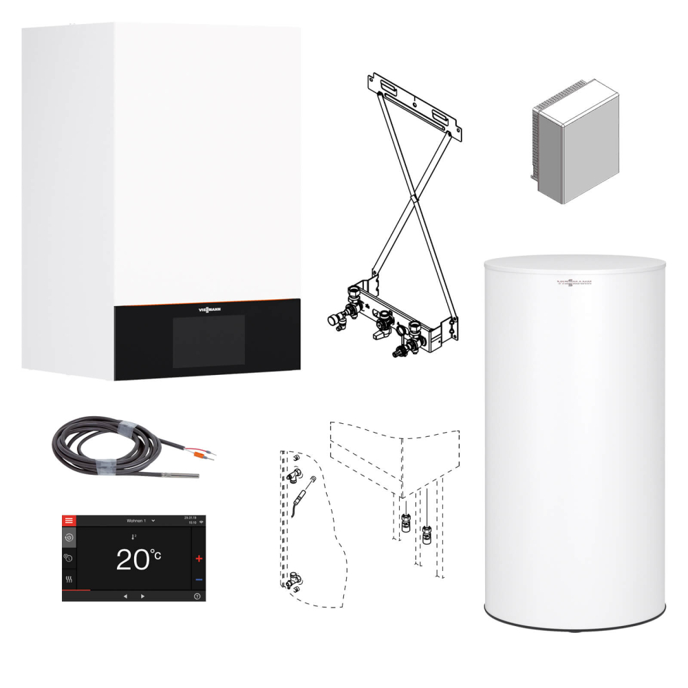 VIESSMANN Gas-Brennwert-Therme Vitodens 300-W, 25 kW, Vitocell 100-V