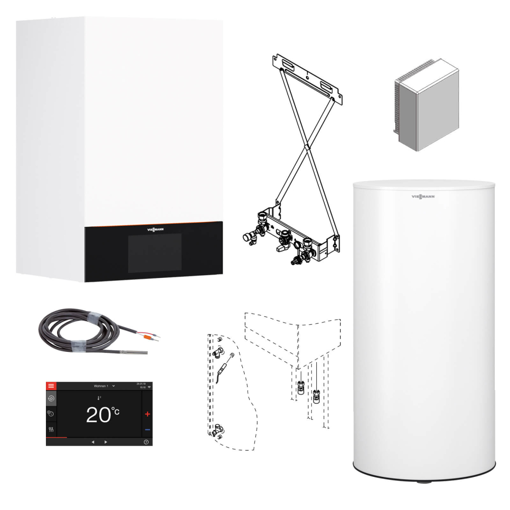 VIESSMANN Gas-Brennwert-Therme Vitodens 300-W, 25 kW, Vitocell 300-W