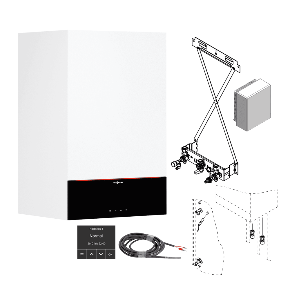 VIESSMANN Pakete Vitodens 200-W 25kW mit Montagehilfe und Anschlussse
